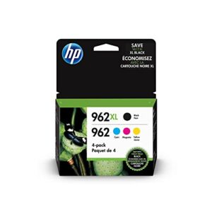 hp 962xl high yield black and hp 962 cyan, magenta, yellow original ink cartridges pack of 4 (3jb34an)