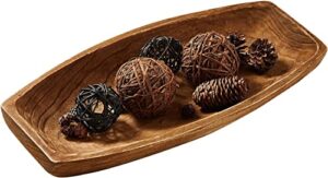 uziass wood dough bowl, 17.75″x 8.75″ hand carved wooden dough bowls for decor rustic wood dough bowls decorative wooden dough fruits bowl for table centerpiece dining living room home kitchen decor