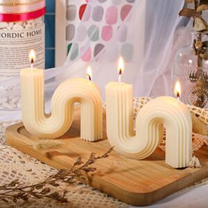 2 Pcs Twist Aesthetic Candles Cool S Shape Candle Minimalist Geometric Shaped Soy Wax Scented Candle Art Decorative Handmade for Wedding Birthday Christmas Gift (White)