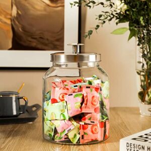 Gorgeous Home Glass Jar with Metal Lid Decorative Candy Jar Large Apothecary Jar Wide Mouth Storage Jar for Pantry Kitchen Bathroom (Glass(3L))