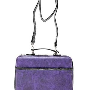 Texas West Western Style Embroidery Scripture Women Rhinestone Bible Cover Book Case Crossbody Handbag (Purple)