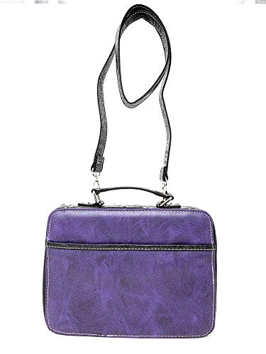 Texas West Western Style Embroidery Scripture Women Rhinestone Bible Cover Book Case Crossbody Handbag (Purple)