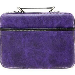 Texas West Western Style Embroidery Scripture Women Rhinestone Bible Cover Book Case Crossbody Handbag (Purple)