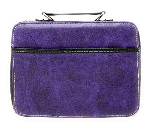 Texas West Western Style Embroidery Scripture Women Rhinestone Bible Cover Book Case Crossbody Handbag (Purple)