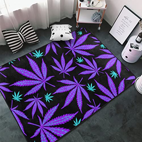 Otogodine Ultra Soft Luxury Modern Area Rugs Purple Weed Leaves Carpets for Bedroom Living Room Large Thick Floor Rug Nursery Home Decor Mats 60 X 39 Inch