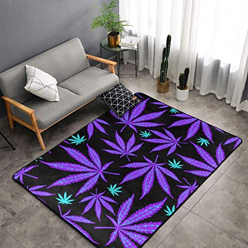 Otogodine Ultra Soft Luxury Modern Area Rugs Purple Weed Leaves Carpets for Bedroom Living Room Large Thick Floor Rug Nursery Home Decor Mats 60 X 39 Inch