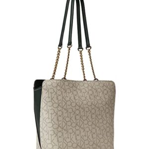 Calvin Klein Finley Signature Tote Vanilla/Khaki/Deep Forest One Size