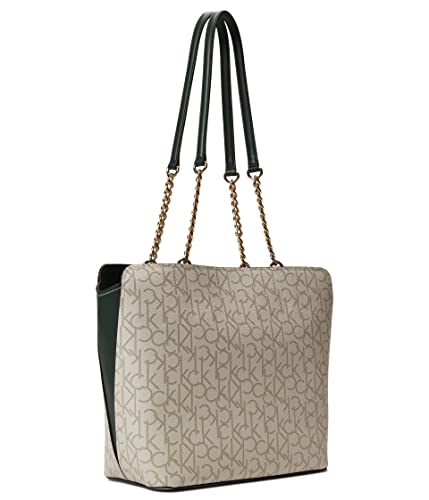 Calvin Klein Finley Signature Tote Vanilla/Khaki/Deep Forest One Size