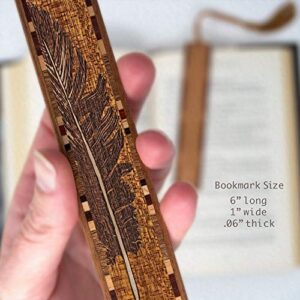 Engraved Feather Wooden Bookmark with Tassel - Also Available with Personalization - Made in The USA