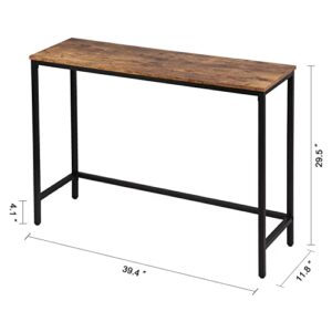 Timberer 39.4” Console Table, Hallway Entrance Table Sofa Table Behind Couch, for Living Room, Entryway, Easy Assembly, Accent Table, Rustic Brown