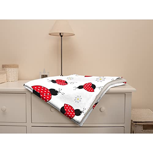 Red Ladybug Cartoon Pattern Blanket Super Soft Throw Warm Lightweight Fuzzy Plush Fleece Blanket for Couch Bed Sofa All Season Personalized Gift to Kids Women 40"x30" for Pets