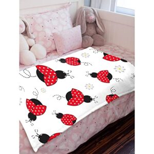 Red Ladybug Cartoon Pattern Blanket Super Soft Throw Warm Lightweight Fuzzy Plush Fleece Blanket for Couch Bed Sofa All Season Personalized Gift to Kids Women 40"x30" for Pets