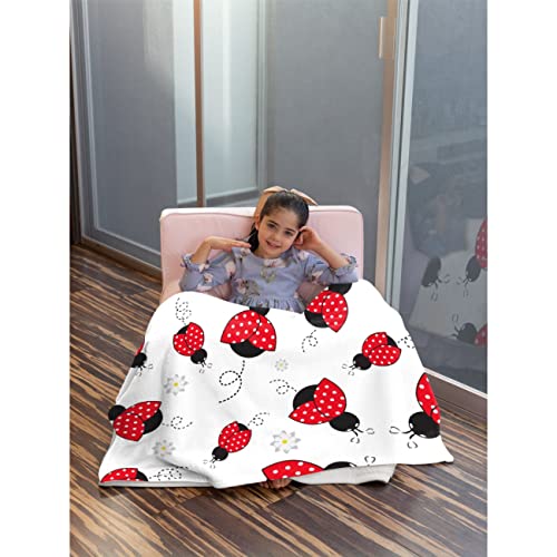 Red Ladybug Cartoon Pattern Blanket Super Soft Throw Warm Lightweight Fuzzy Plush Fleece Blanket for Couch Bed Sofa All Season Personalized Gift to Kids Women 40"x30" for Pets