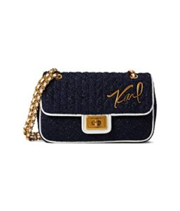 karl lagerfeld paris agyness shoulder bag navy/white one size