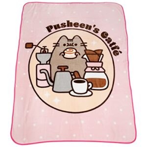 culturefly pusheen catfe kawaii chibi style neko throw blanket, pui041acfs, pink