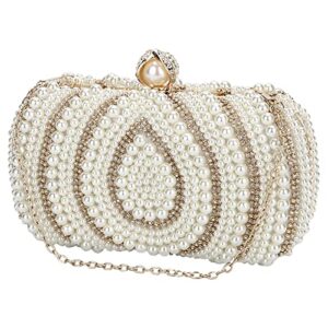 uborse pearl beaded clutch purses for women evening handbags formal crystal bridal wedding purse prom cocktail party bags ivory