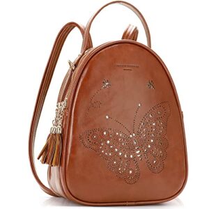 aphison small backpack purse for women teen girls cute butterfly mini backpack vegan leather crossbody shoulder bags l-dark brown