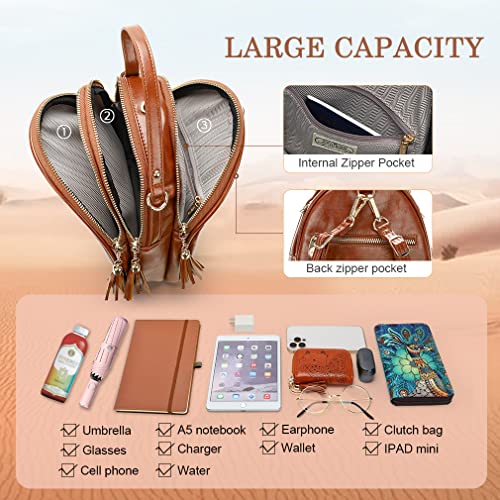 APHISON Small Backpack Purse for Women Teen Girls Cute Butterfly Mini Backpack Vegan Leather Crossbody Shoulder Bags L-DARK BROWN