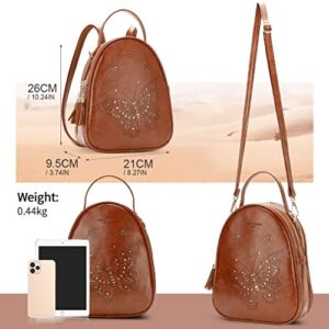 APHISON Small Backpack Purse for Women Teen Girls Cute Butterfly Mini Backpack Vegan Leather Crossbody Shoulder Bags L-DARK BROWN