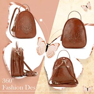 APHISON Small Backpack Purse for Women Teen Girls Cute Butterfly Mini Backpack Vegan Leather Crossbody Shoulder Bags L-DARK BROWN