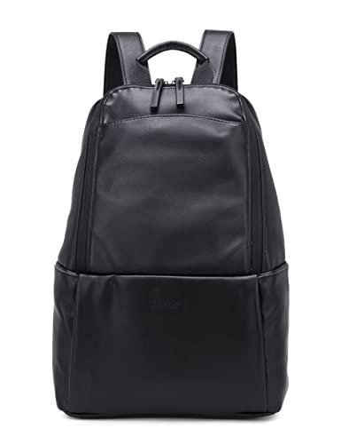 Kah&Kee Feaux Leather Backpack Purse for Women Casual Travel Fashion Daypack (Black)