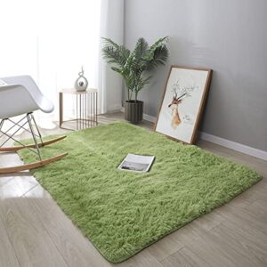 Soft Plush Shaggy Area Rug, Cozy Fluffy Carpet Rugs for Kids Girls Bedroom Decor and Living Room Nursery Dorm (4x6 Feet, Green)