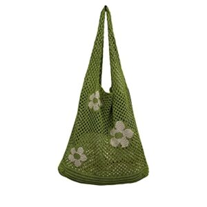 hobo bag for women contrast color large capacity tote bag shoulder bag women’s trendy knitted bag(light green)