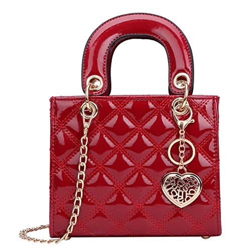 AyTotoro Purses and Handbags for Women Fashion quilted Ladies PU Leather Top Handle Chain Satchel Shoulder Tote Crossbody Bag (small red)