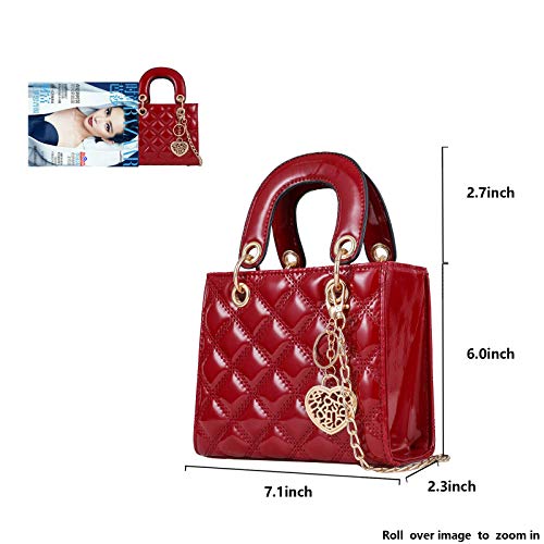 AyTotoro Purses and Handbags for Women Fashion quilted Ladies PU Leather Top Handle Chain Satchel Shoulder Tote Crossbody Bag (small red)