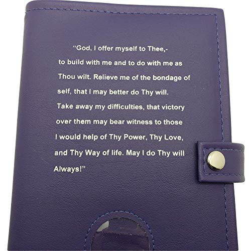 Deluxe Double Alcoholics Anonymous AA Purple Orchid Big Book & 12 Steps & 12 Traditions Book Cover with Third Step Prayer Medallion Holder