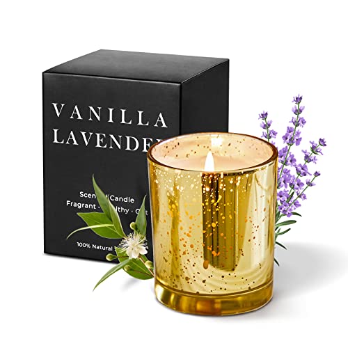 Candles for Lavender Home Scented: Premium Jar Candles Aromatherapy Lavender Eucalyptus, Scented Candles for Women to Relieve Stress, Soy Candles AS Gifts All Natural (6 oz 36 Hour Burn)