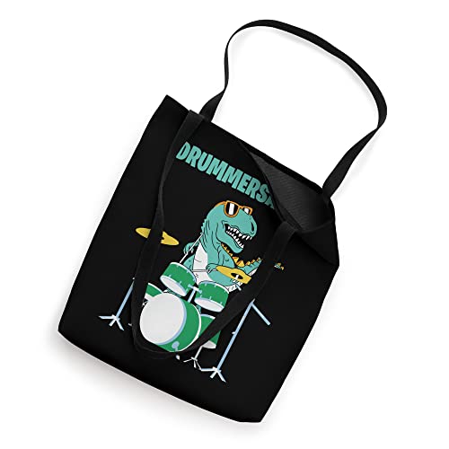 Drummersaurus TRex Dinosaur Drummer Drumset Percussion Music Tote Bag