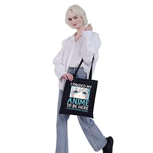 VAMSII Anime Tote Bag I Paused My Anime to be Here Funny Anime Gifts Anime Lover Gifts Shoulder Bag Lover Gifts(Tote Bag 2)