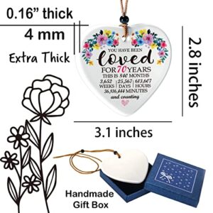 70th Birthday Gifts Ceramics Heart Plaque for Women Gift Idea for Seventieth 70th Birthday Anniversary Presents Ideas for Women Turning 70