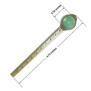 KVREET Natural semi-Precious Stone Vintage Bookmark Green Aventurine Jewelry Ruler Chakra Tree of Life Pendant Healing Crystal for Book Lovers, Women, Children and Kids Gifts(Green Aventurine)…