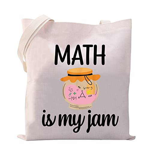 VAMSII Math Lover Gifts Math is My Jam Math Teacher Tote Bag Mathematician Gifts Math Geek Gifts Shoulder Bag (Math is my jam Tote Bag)