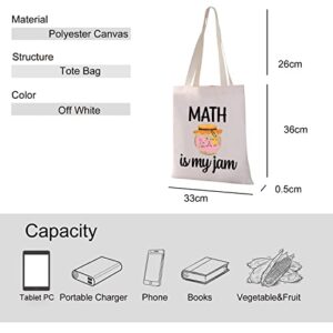 VAMSII Math Lover Gifts Math is My Jam Math Teacher Tote Bag Mathematician Gifts Math Geek Gifts Shoulder Bag (Math is my jam Tote Bag)