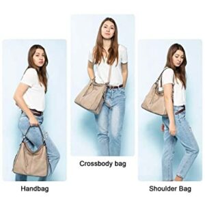 Handbags for Women Large Designer Ladies Hobo bag Bucket Purse Faux Leather (Grey)