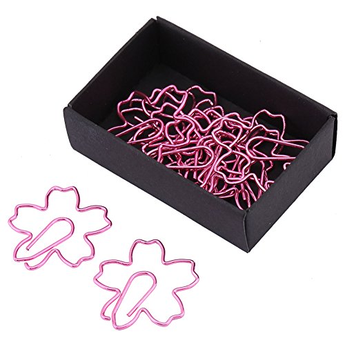 Flower Sakura Paper Clips Paperclips Creative Cute Paper Clips for Paper Non Skid Usually for Office School Book Notebook Document Organizing and so on (12 Pieces - Pink)