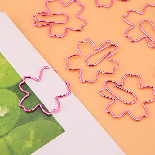 Flower Sakura Paper Clips Paperclips Creative Cute Paper Clips for Paper Non Skid Usually for Office School Book Notebook Document Organizing and so on (12 Pieces - Pink)