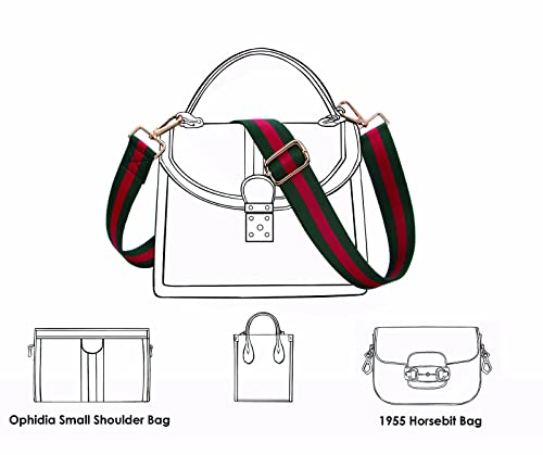 OULARIO Purse Strap Replacement Crossbody Wide Strap Compatible with GC Bags (Color 24 - Green red Green Stripe)