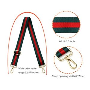 OULARIO Purse Strap Replacement Crossbody Wide Strap Compatible with GC Bags (Color 24 - Green red Green Stripe)