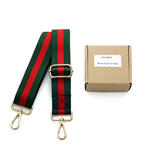 OULARIO Purse Strap Replacement Crossbody Wide Strap Compatible with GC Bags (Color 24 - Green red Green Stripe)