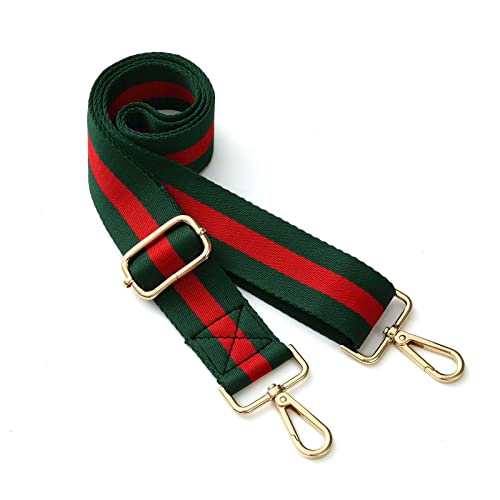 OULARIO Purse Strap Replacement Crossbody Wide Strap Compatible with GC Bags (Color 24 - Green red Green Stripe)