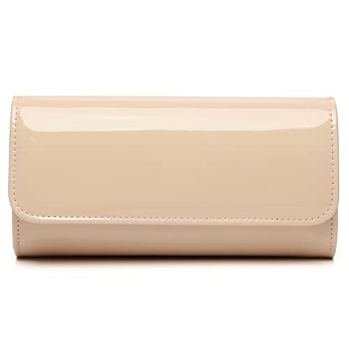 Nude Clutch Purses for Women Black Patent leather Clutch Red Envelope Clutch Bag Crossbody Handbag for Wedding Party Gift Travel (Nude 018)