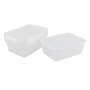 Nesmilers Clear Storage Boxs with Lids, 14 Quarts Latching Storage Totes Bins Set of 4