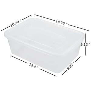 Nesmilers Clear Storage Boxs with Lids, 14 Quarts Latching Storage Totes Bins Set of 4