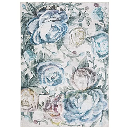 DECOMALL Jasmine 8x10ft Area Rugs, Colorful Modern Flower Rug, Machine Washable Non Slip Carpet for Living Room Bedroom Dinning Room,8x10ft Blue/Multi