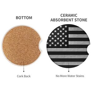 Car Coasters for Drinks Absorbent, 2 Pack Cup Holders, 2.56" Ceramic Stone & Non-Scratch Cork Base Coasters, Auto Accessories for Women & Men, American Gray Your Grey America