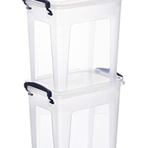 Superio Clear Storage Bins with Lids, Small Stackable Storage Boxes with Locking Latches and Handles (7 Quart(Deep), 2 Pack)